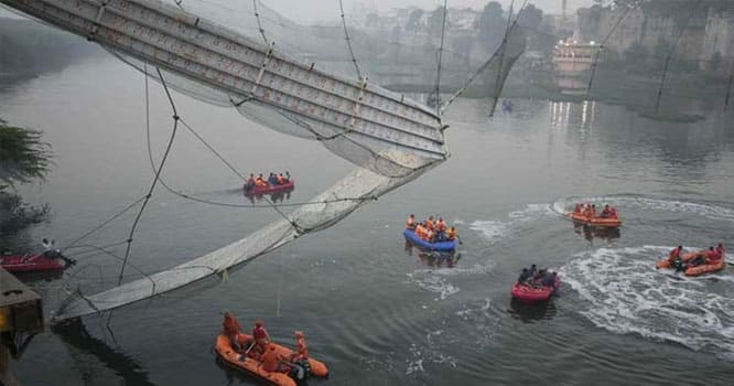 A look at suspension bridge that collapsed in India