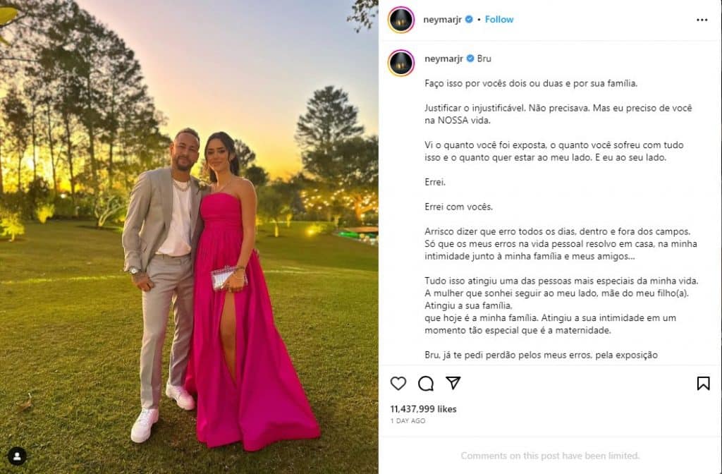 Neymar Jr. publicly apologises to ex Bruna Biancardi - Daily Ausaf