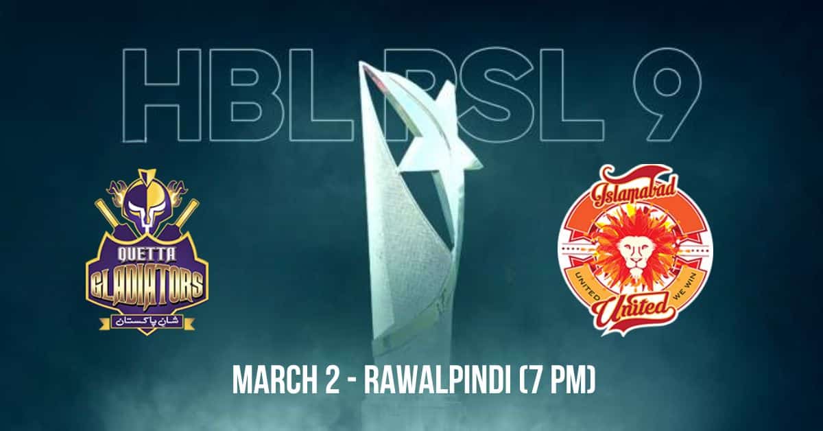 PSL 9 Match today: Islamabad vs Quetta, live streaming, score, rain ...