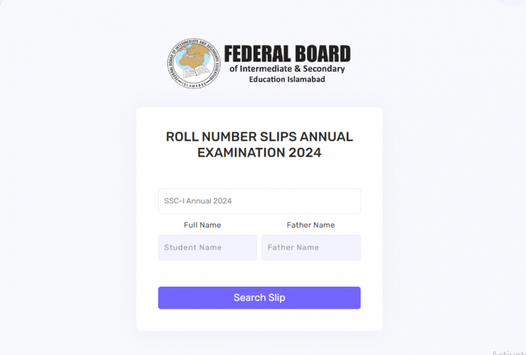 Federal Board Class 9, 10 Roll No Slip, check details here - Daily Ausaf