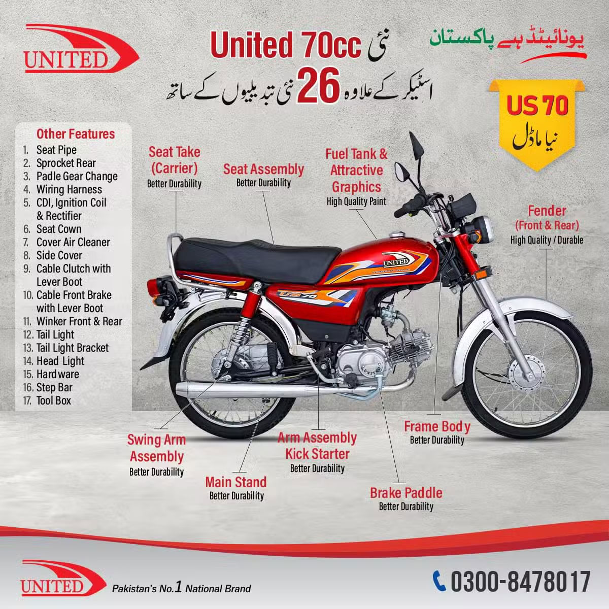 United Motorcycles unveils 70cc bike with “26 new features”: Details ...