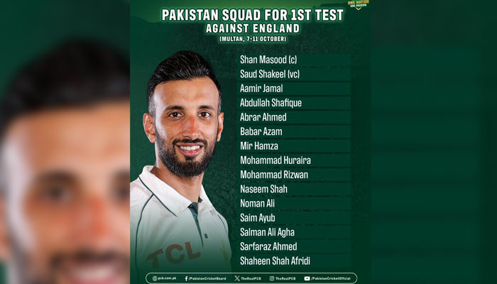 Pakistan reveal squad for first Test against England - Daily Ausaf