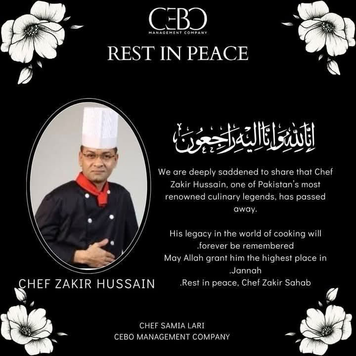 Prominent Chef Zakir Hussain passes away - Daily Ausaf